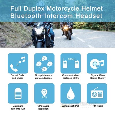 Vnetphone V4 Intercom Motorcycle Helmet Bluetooth Headset 85