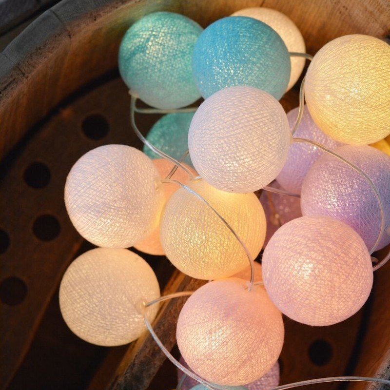 Fairy Lights Garland LED Cotton Balls Light String Outdoor C_虎窝淘