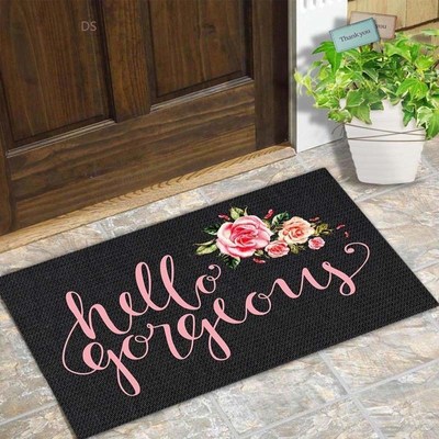Door Mat Entrance Floor Mat Hello Gorgeous Flower Designed F
