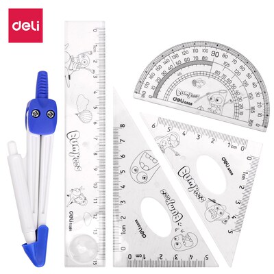 E9598 Drafting set 5pcs Ruler Set Squares Protractor Compass
