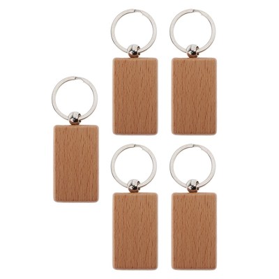 5 Blank Wooden Key Chain Diy Wood Keychain Rings Key Tags Je