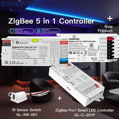 五合一灯条控制器RGB RGBWCCT两三线单色2.4G灯带调光器ZIGBEE3.0
