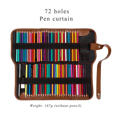 *JIANW 72 Holes Foldable Canvas Pen Curtain Color Pencil Can