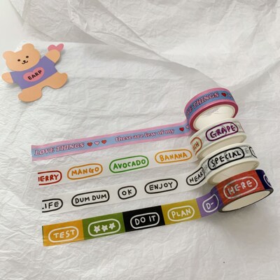 Korean Ins Cute Colorful Words Washi Tape 5m Simple Style Ha