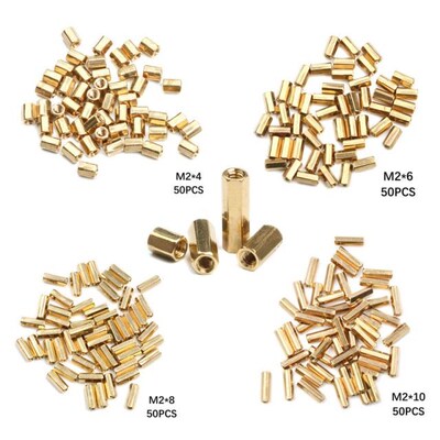 50Pcs M2 Hex Nut Spacing Screw Brass Threaded Pillar PCB Mot