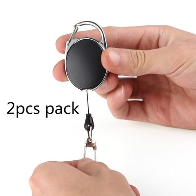 2pcs Retractable Pull Keychain Lanyard Clip Key Ring Buckle