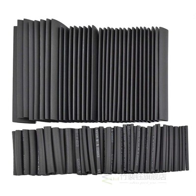 127Pcs Black Heat Shrink Cable Sleeves Tube Polyolefin Shrin