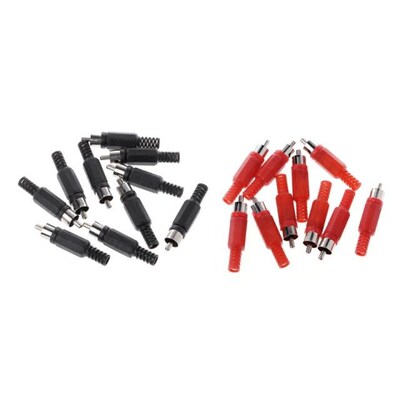 BGEKTOTH RCA Connectors 20 Pcs Black Red Solder RCA Male Plu