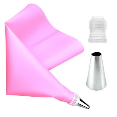 3PCS/Set Pink Silicone Icing Piping Cream Pastry Bag + 1 PCS