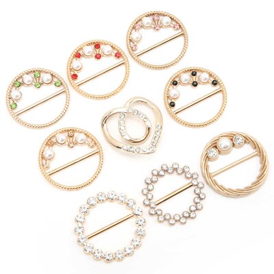 Rhinestone Scarf Buckle Simple Design Scarf Tie Ring for Par