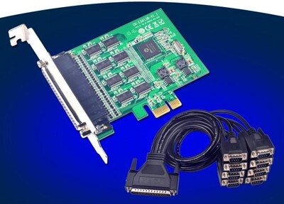 8 Port RS232 Serial PCIe Expansion Card 15kV ESD + 200W Volt