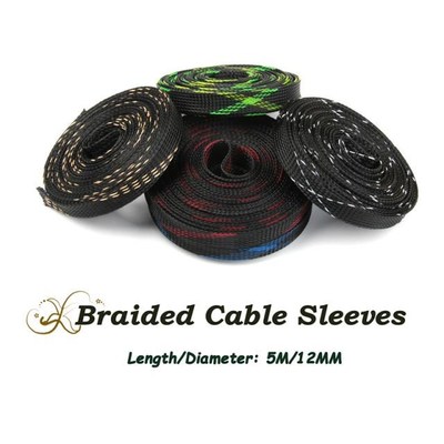 5M 12mm Insulation Braided Sleeving Tight PET Expandable Cab