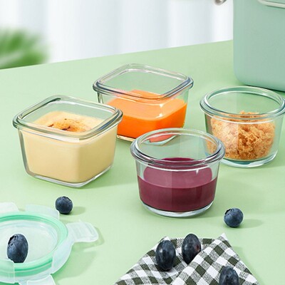 玻璃辅食盒可蒸煮食品宝宝辅食碗蒸蛋羹碗辅食工具水果盒小饭盒