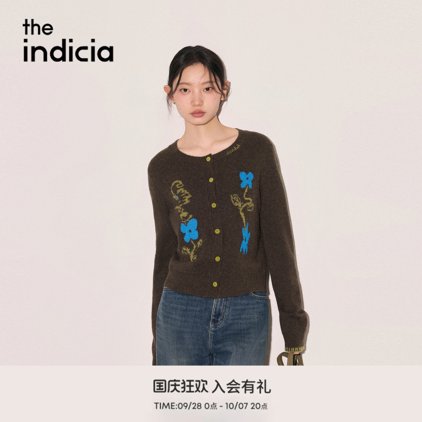 the indicia标记2026冬季新款文艺氛围感原创花卉开衫 L2D6KS287Y
