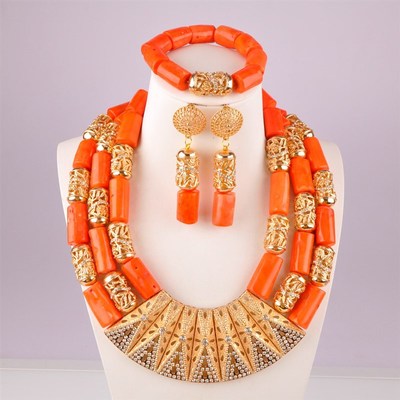 极速splendid horange nigeria coral beads necklace african je
