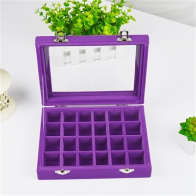 极速木质翻盖24格耳p钉盒子 首饰耳环收纳盒 饰品展示盒托盘