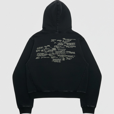 MELANIN 黑色素刺青朋克 punk 风花卉印花暗黑系轻亚文化连帽卫衣