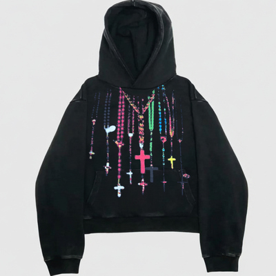 MELANIN 黑色素刺青暗黑先锋渐变色金属感无性别摇滚青年连帽卫衣