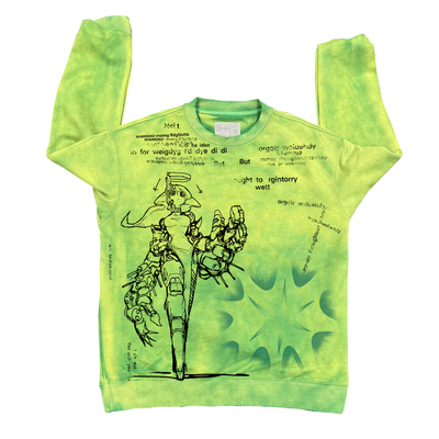 MELANIN 黑色素刺青 圆领卫衣喷马骝苹果绿色90年代高级感套头