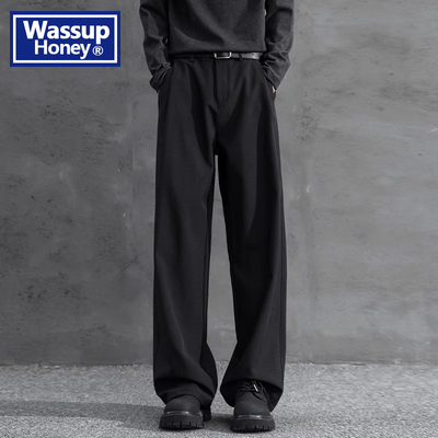 WASSUPHoney直筒垂感西装裤子男