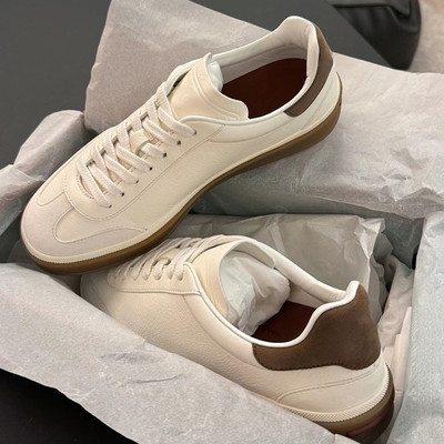 纯原意大利LP德训鞋麂皮乐福鞋女休闲运动板鞋拼色系带小白鞋男