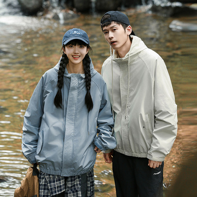IZEXX潮牌山系户外运动防风夹克男宽松拼接情侣款百搭防泼水外套