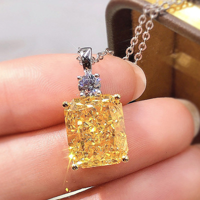 Necklace Yellow Diamond Ice Flower Women's Necklace O Chain