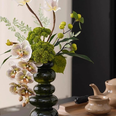 高端美式蝴蝶兰把束设计师假花仿真花摆件客厅装饰花餐桌仿生干花