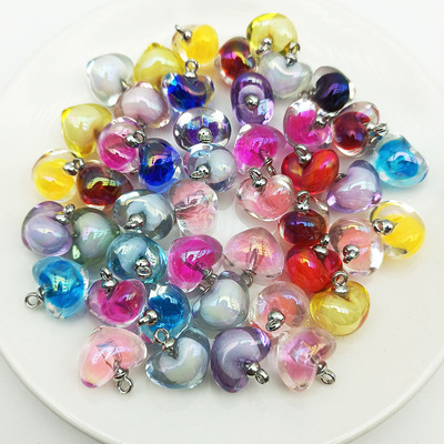 亚克力电镀ab彩爱心吊坠串珠diy