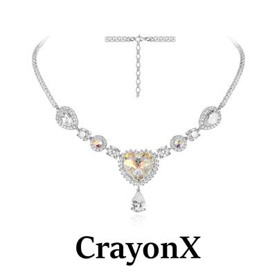 炫彩极光爱心重工水晶项链套组