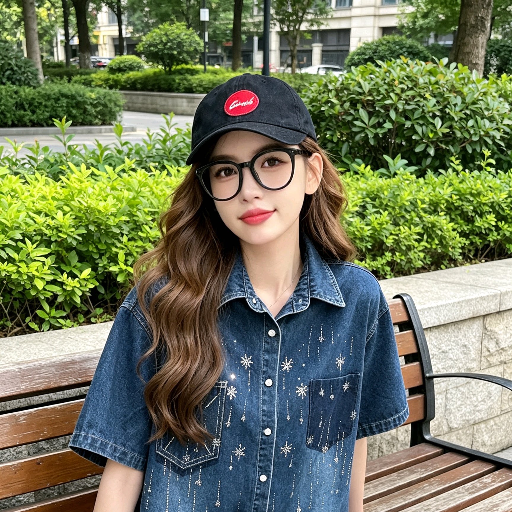 韩国东大门牛仔上衣短袖外套女重工镶钻独特时尚潮流