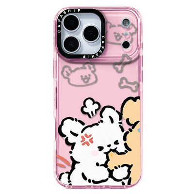C家适用苹果15iPhone14plus16透明13promax17/18proTPU可爱卡通线条小狗xr软壳12防摔11新款xs高级感保护套