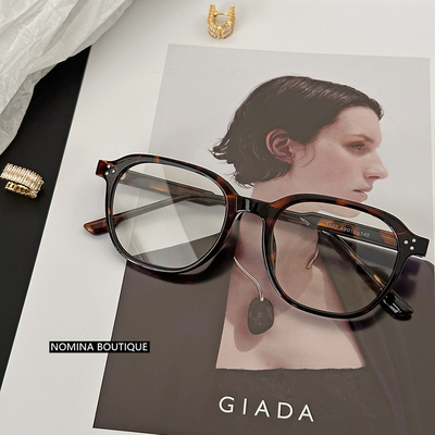 精工韩系方形大框豹纹眼镜框方圆脸显脸小镜架可配镜片素颜拍照