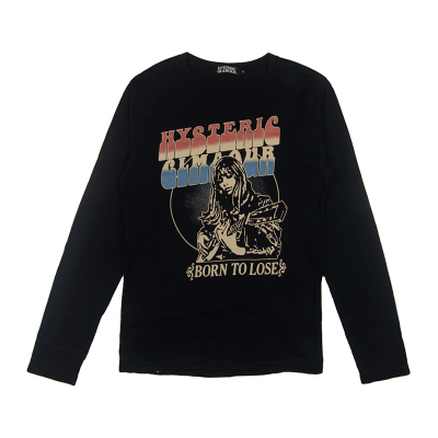 Hysteric Glamour 摇滚女吉他手 复古宽松休闲长袖T恤 男女同款