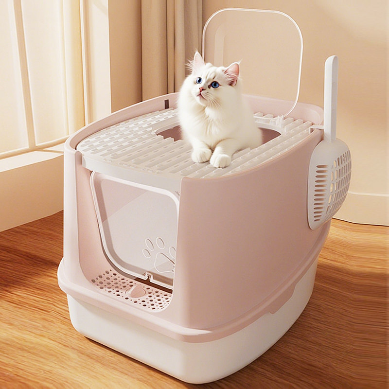 猫砂盆超大号防外溅防臭全封闭式厕所幼猫家用特大顶入式猫咪砂盘