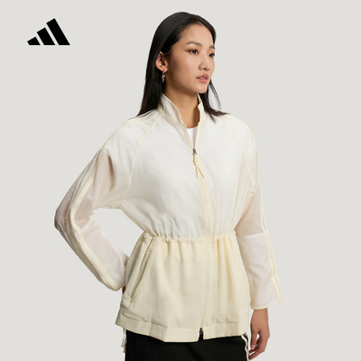 adidas阿迪达斯2026夏女拒水运动休闲外套褶皱感梭织夹克 KV9244