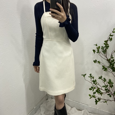 韩国外贸秋冬减龄A字吊带连体裙