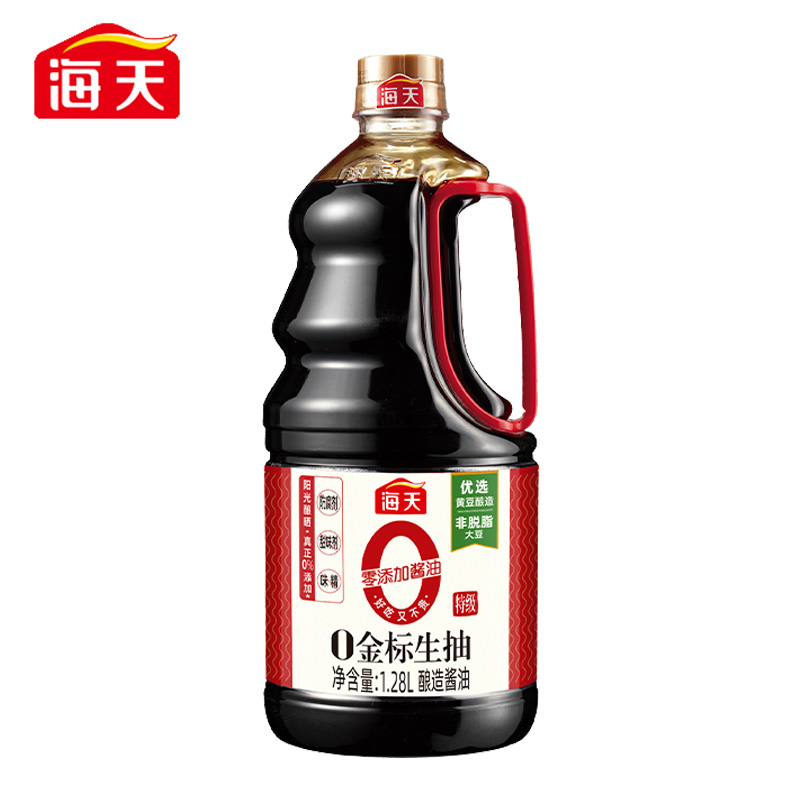 海天0金标生抽1.28L零添加家用调料特级酿造酱油无添加健康调味品_虎窝淘