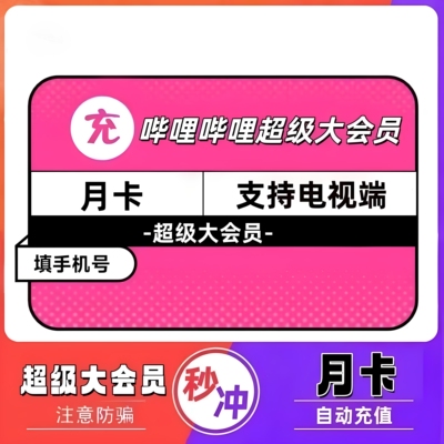 【支持电视】哔哩超级大会员一个月卡bilibili电视会员一个月31天