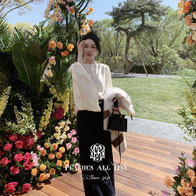 du家进口醋酸缎一字领衬衫