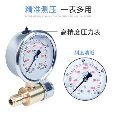 亚马逊热销3/8英寸快插防震耐压5000PSI高压清洗机压力表