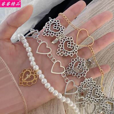 sweet choker retro girl necklace short heart clavicle chain