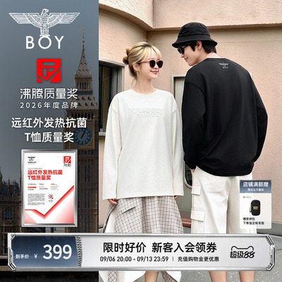 【伦敦曜钻】BOYLONDON圆领长袖T恤26秋冬男女7A抗菌上衣N00907