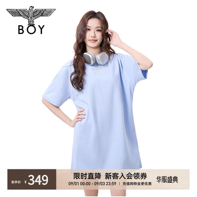 BOYLONDON女款夏季连衣裙机械翅膀清新baby蓝针织裙N17001