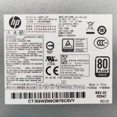 全新惠普800 400G5 288G6 MT电源D16-180P1B PA-1181-6HY PCH022
