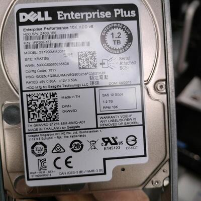Dell/戴尔 1.2T SAS 10K 2.5寸 RWV5D ST1200MM0088  EQ存储硬盘