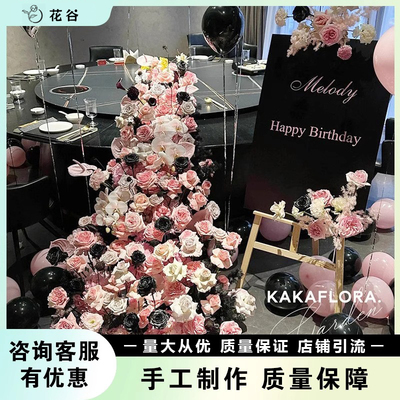 瀑布仿真花桌花酒店婚庆场景装饰婚礼宴会花艺生日布置瀑布仿生花