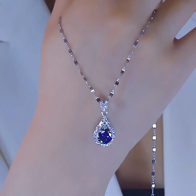 水滴项链女紫色吊坠小众轻奢时尚