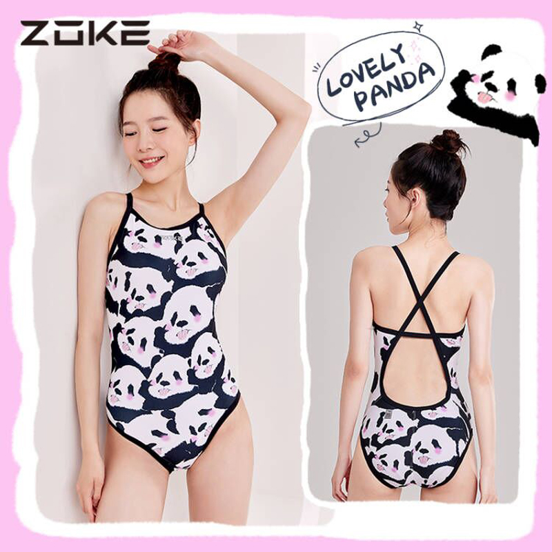 zoke洲克泳衣女2023新款熊猫吊带竞技女士专业训练竞速大码游泳衣_虎窝淘