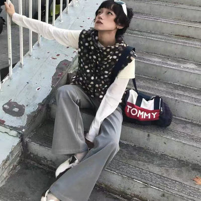 波点无袖马甲秋冬休闲百搭潮流